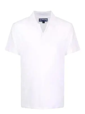 Vilebrequin Open-collar Linen Polo Shirt - White