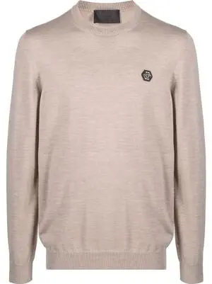 Philipp Plein Institutional Merino Knit Jumper - Neutrals