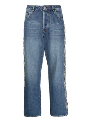 Philipp Plein Crystal Embellished Wide-leg Jeans - Blue