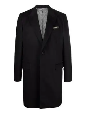 BILLIONAIRE Logo Single-breasted Cashmere Coat - Black