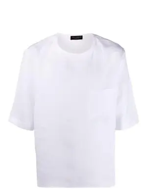 DELL'OGLIO Short-sleeve Linen T-shirt - White