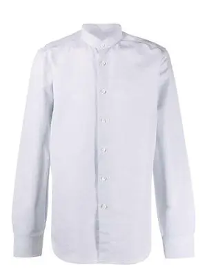 DELL'OGLIO Long-sleeve Collarless Shirt - Grey