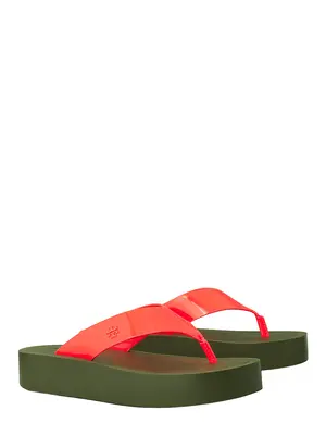 Tory Burch Platform Flip-Flop Fluorescent Pink/kalamata