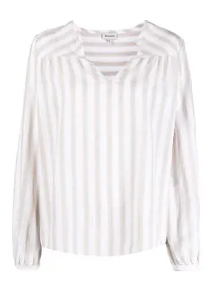 Woolrich Striped V-neck Blouse - Neutrals