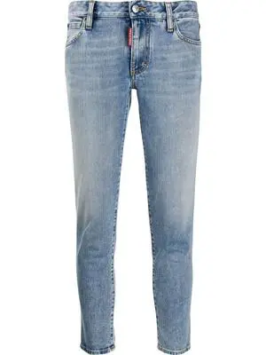 Dsquared2 Cropped Jeans With Logo Patch - Blue