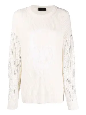 Philipp Plein Philipp Plein Crystal-embellished Knitted Jumper Neutrals