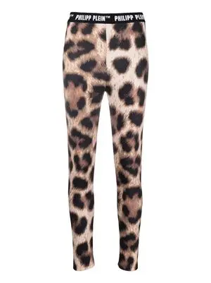 Philipp Plein Leopard-print Biker Leggings - Black