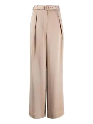 SELF-PORTRAIT Belted Wide-leg Trousers - Neutrals
