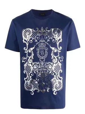 BILLIONAIRE Baroque-print T-shirt - Blue