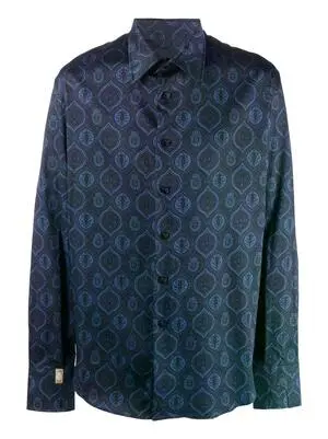 BILLIONAIRE Flavio Baroque-print Shirt - Blue