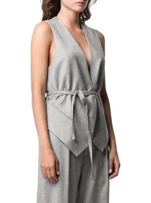 Brunello Cucinelli Belted Waistcoat Grey