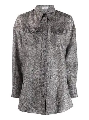 Brunello Cucinelli Paisley-print Long-sleeve Shirt - Grey