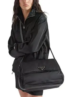 Prada Traveller Large Padded Re-nylon Shoulder Bag - Black