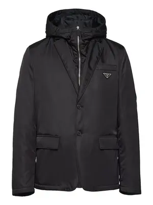 Prada Logo-plaque Hooded Jacket - Black