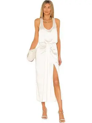 L'academie Satin Racerback Dress With Slit Detail - Ivory