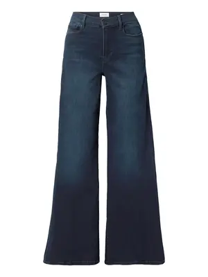 FRAME Le Palazzo High-Rise Wide-Leg Jeans Dark Denim