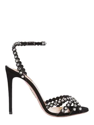 AQUAZZURA Aquazzura Tequila 105 Crystal-Embellished Sandals Black