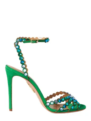AQUAZZURA Aquazzura Tequila 105 Crystal-Embellished Sandals Green
