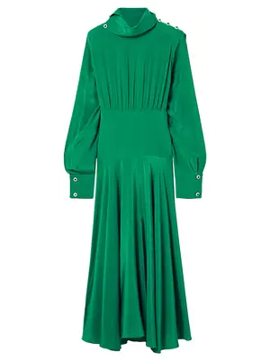 CHRISTOPHER KANE Crystal-embellished Pleated Crepe De Chine Midi Dress - Green