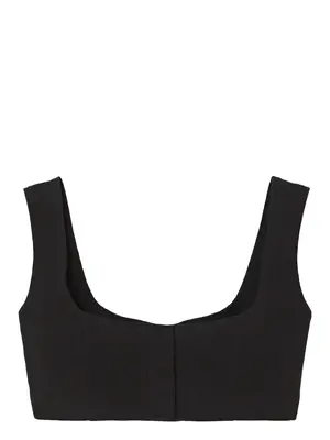Le Kasha Jirja Cropped Linen Top Black