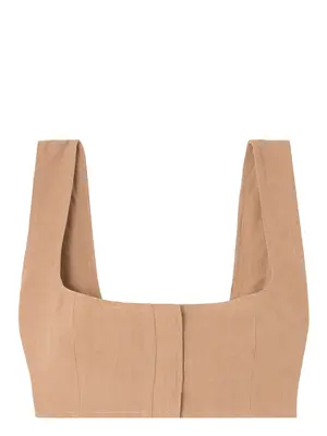 Le Kasha Jirja Cropped Linen Top - Neutrals