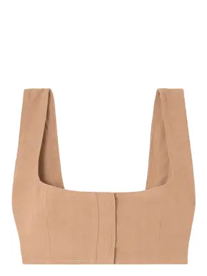 Le Kasha Jirja Cropped Linen Top Sand