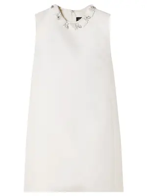 Versace Embellished Satin Mini Dress - White