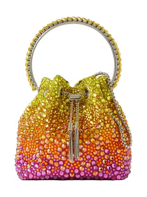 JIMMY CHOO Jimmy Choo Bon Bon Crystal-Embellished Bucket Bag Orange