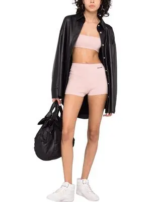 Red Valentino Knitted Crop Top And Shorts Set - Pink