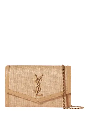 Saint Laurent Uptown Micro Raffia Shoulder Bag Pink