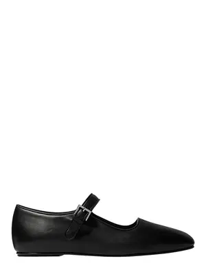 THE ROW Ava Leather Mary Jane Ballet Flats - Black