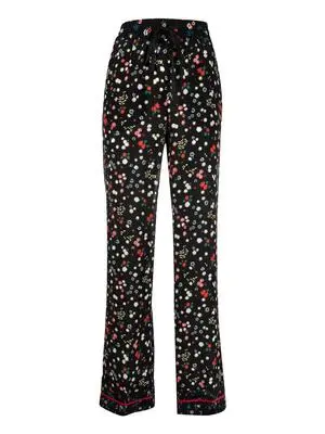 Red Valentino Floral-print Elasticated-waist Trousers - Black
