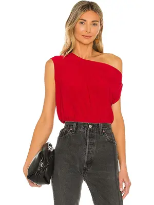 Norma Kamali Norma Kamali X REVOLVE Drop Shoulder Top Red
