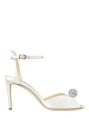 JIMMY CHOO Sacora 85 Crystal-embellished Sandals - Neutral