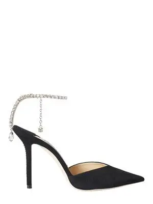 JIMMY CHOO Jimmy Choo Saeda 100 Suede Pumps With Crystal Embellishment