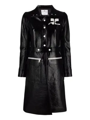 COURREGES Vinyl Trench Coat - Black
