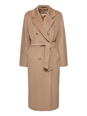 Max Mara Madame Double Breasted Wool Long Coat Camel