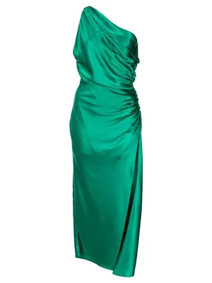 Michelle Mason Michelle Mason Asymmetric Silk Dress Green