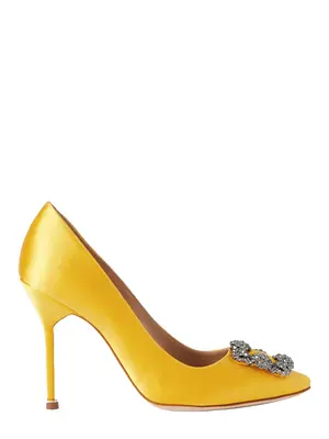 Manolo Blahnik Hangisi 105 Satin Pumps - Yellow