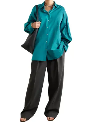 THE ROW Essentials Luka Cotton-Poplin Shirt Blue