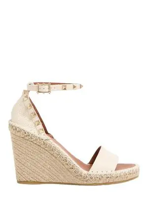 Valentino Garavani Valentino Garavani Double Rockstud Wedge Sandals Ivory