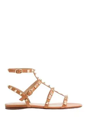 Valentino Garavani Valentino Garavani Rockstud Flat Sandal Almond