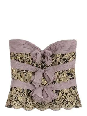 Valentino Garavani Chiffon Top - Grey/mauve/gold