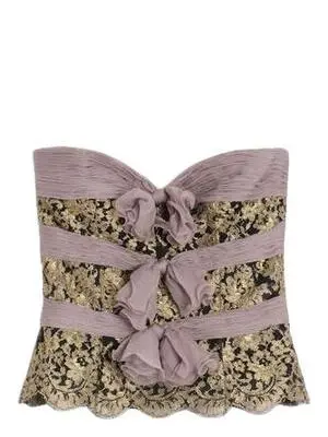 Valentino Garavani Chiffon Top - Grey/mauve/gold