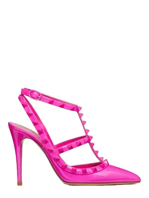 Valentino Garavani Rockstud Ankle Strap Patent-leather Pump With Tonal Studs 100 Mm Pink Pp