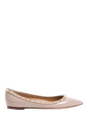 Valentino Garavani Rockstud Patent Ballerina Poudre