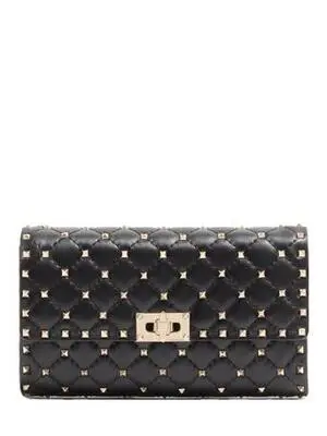 Valentino Garavani Rockstud Spike Nappa Leather Crossbody Clutch Bag - Black