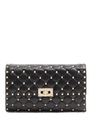 Valentino Garavani Rockstud Spike Nappa Leather Crossbody Clutch Bag - Black