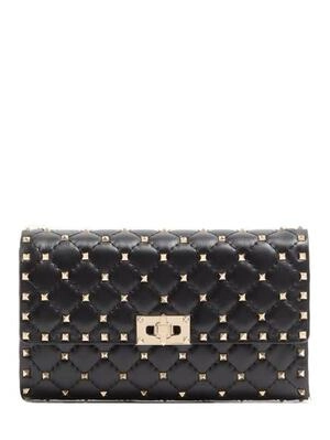 Valentino Garavani Rockstud Spike Nappa Leather Crossbody Clutch Bag - Black