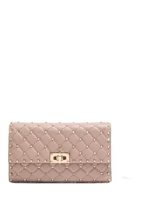 Valentino Garavani Rockstud Spike Nappa Leather Crossbody Clutch Bag - Poudre